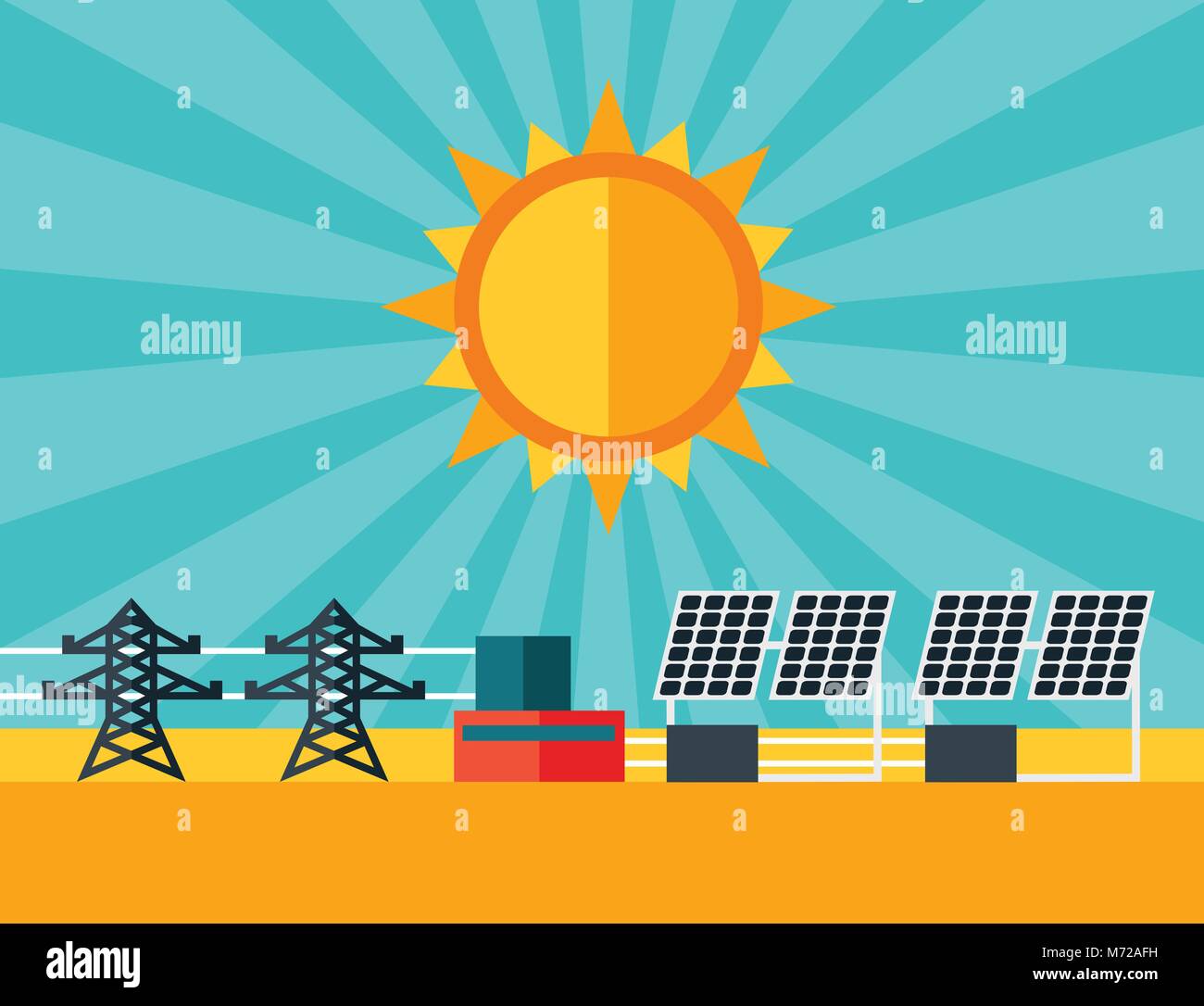 Illustration of solar energy power plant in flat style Stock Vector ...