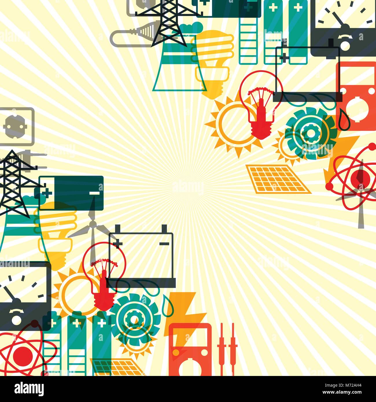 Industry background with power icons in flat design style Stock Vector ...
