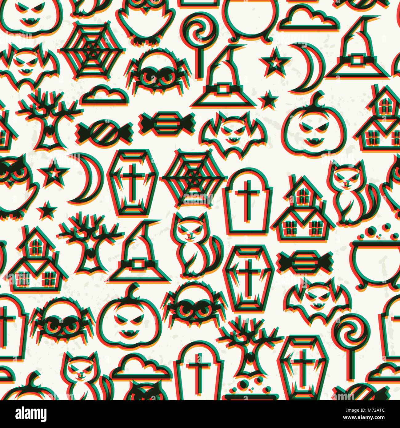 Happy halloween seamless pattern with effect overlay Stock Vector Image ...