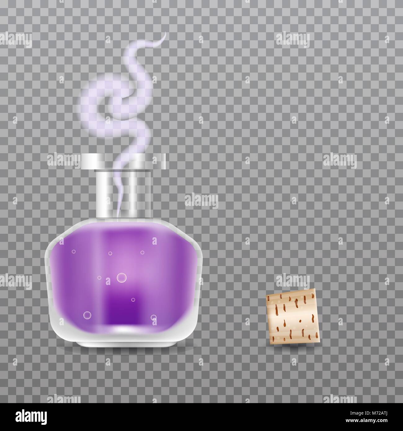 Realistic Chemistry glass bottles of potion. Love potion. Vector ...