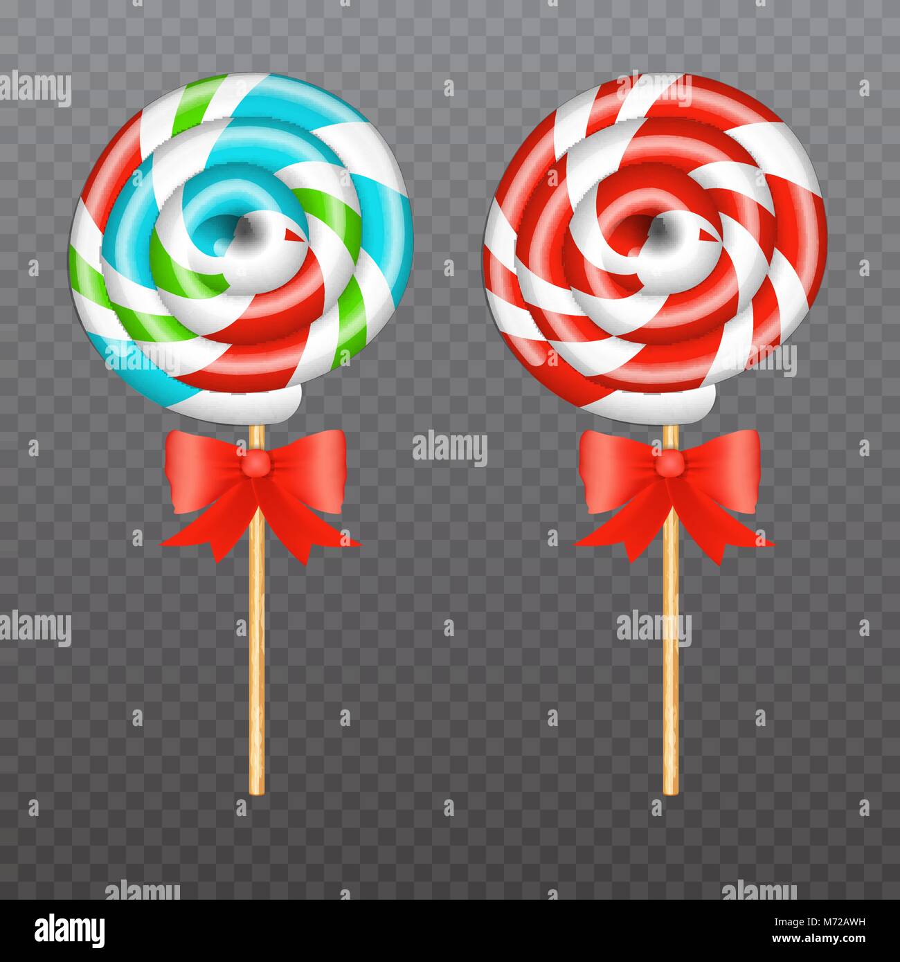 Realistic Vector Sweet Lollipop Candy isolated on transparent backdrop ...