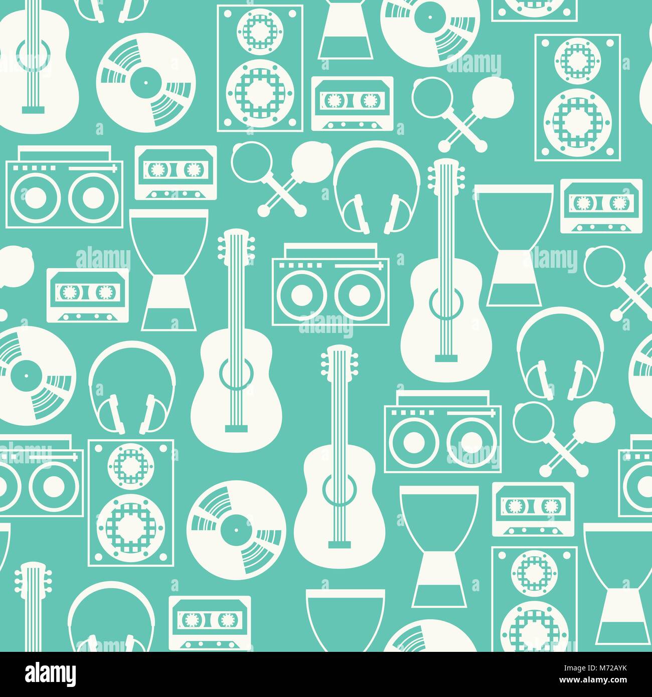 Seamless pattern with musical instruments in flat design style Stock ...