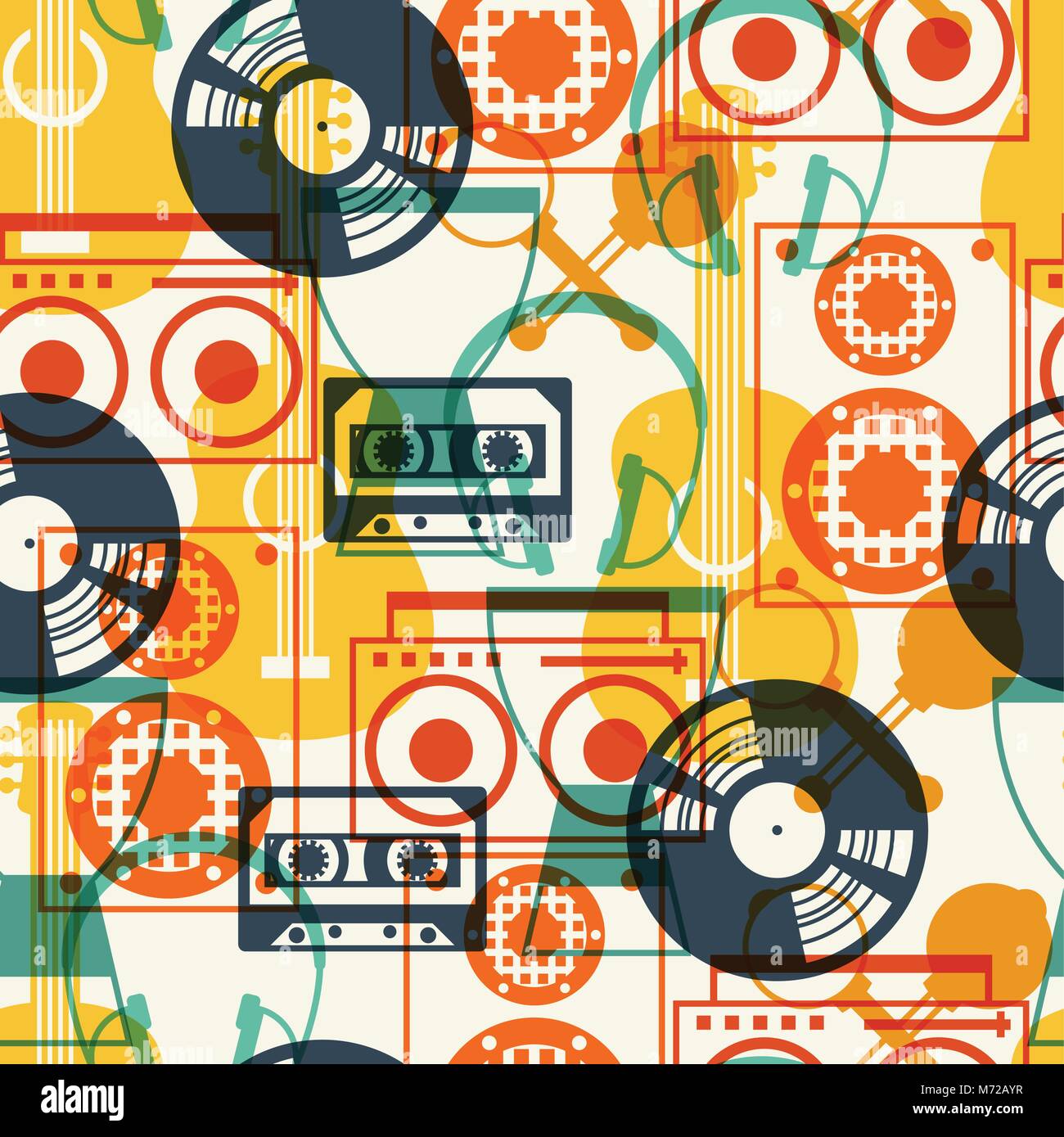 Seamless pattern with musical instruments in flat design style Stock ...