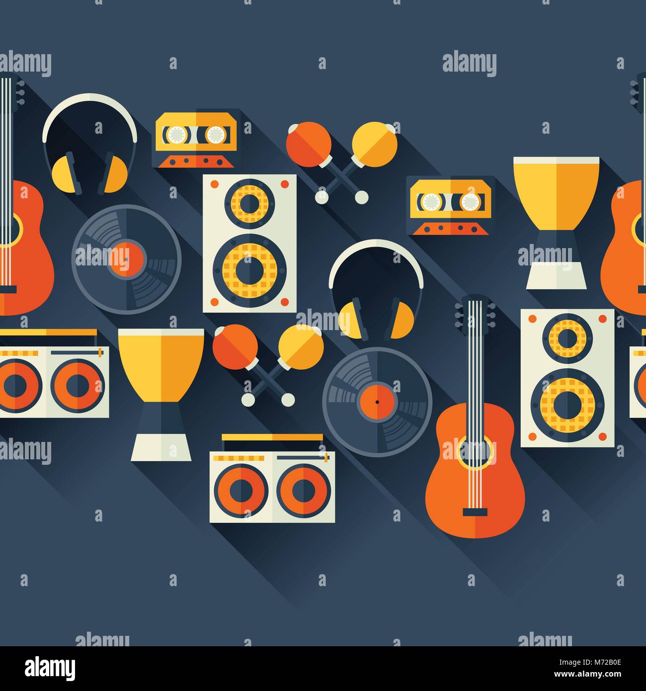 Seamless pattern with musical instruments in flat design style Stock ...