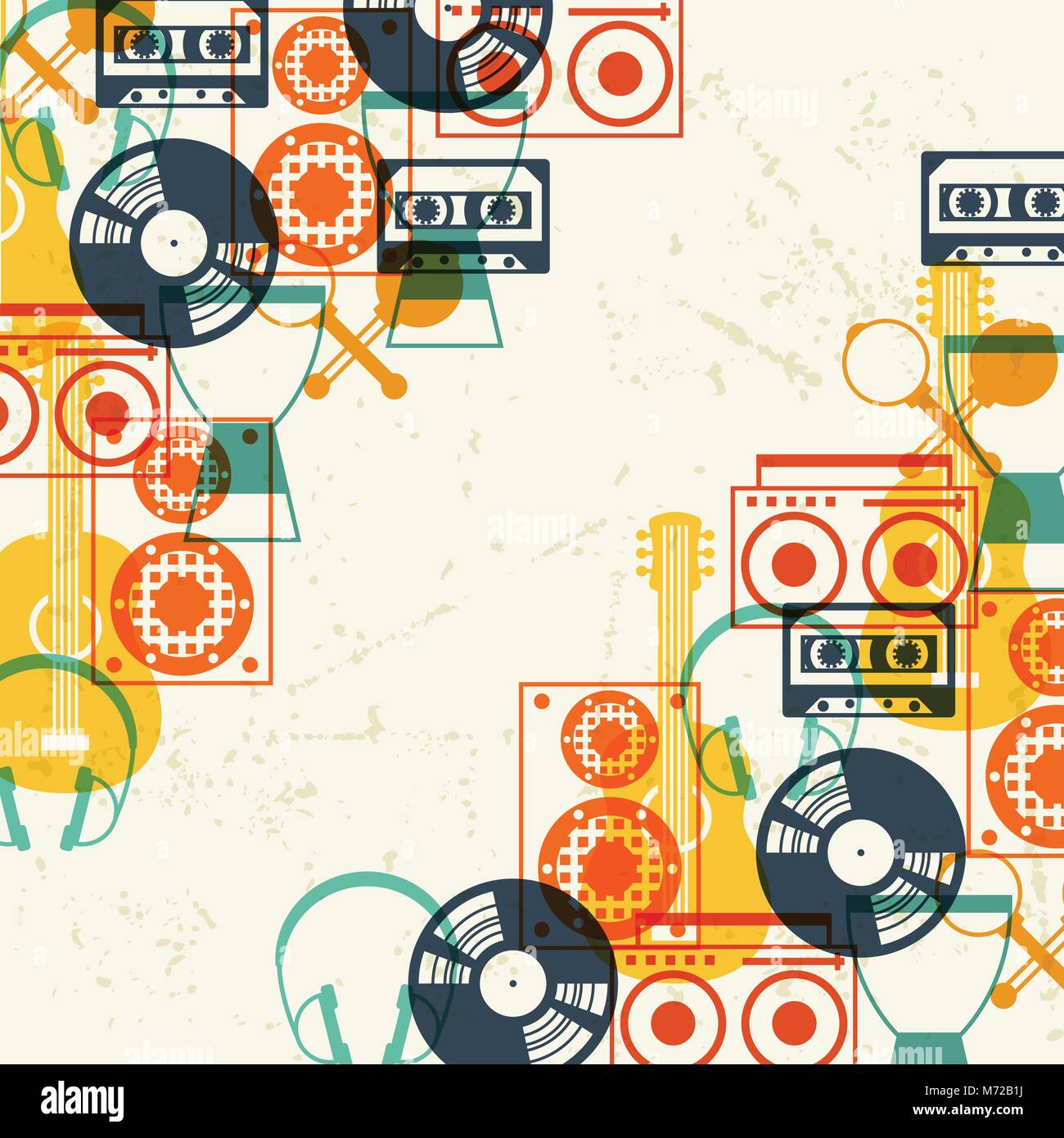 Background with musical instruments in flat design style Stock Vector ...