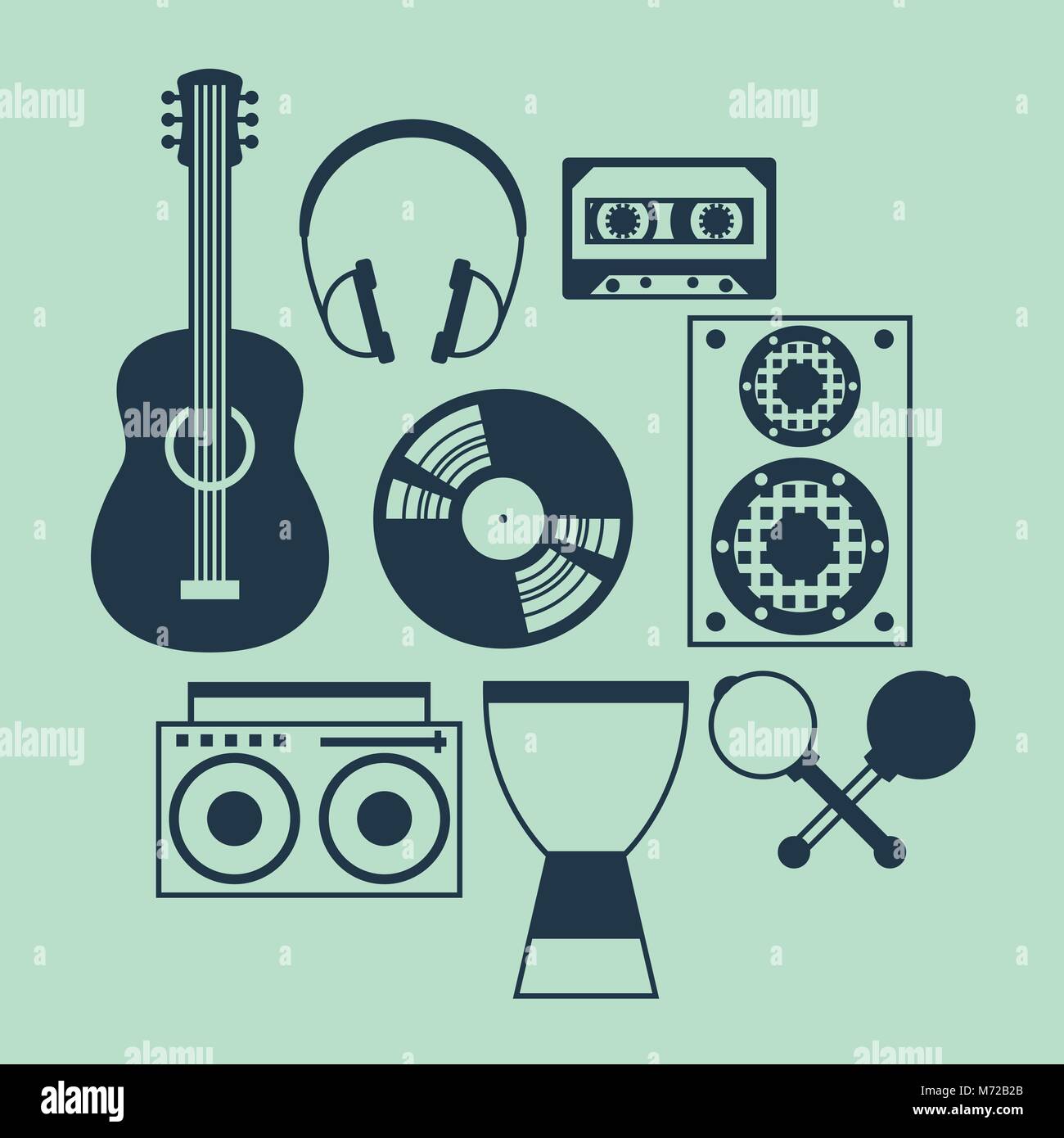 Set of musical instruments in flat design style Stock Vector Image ...