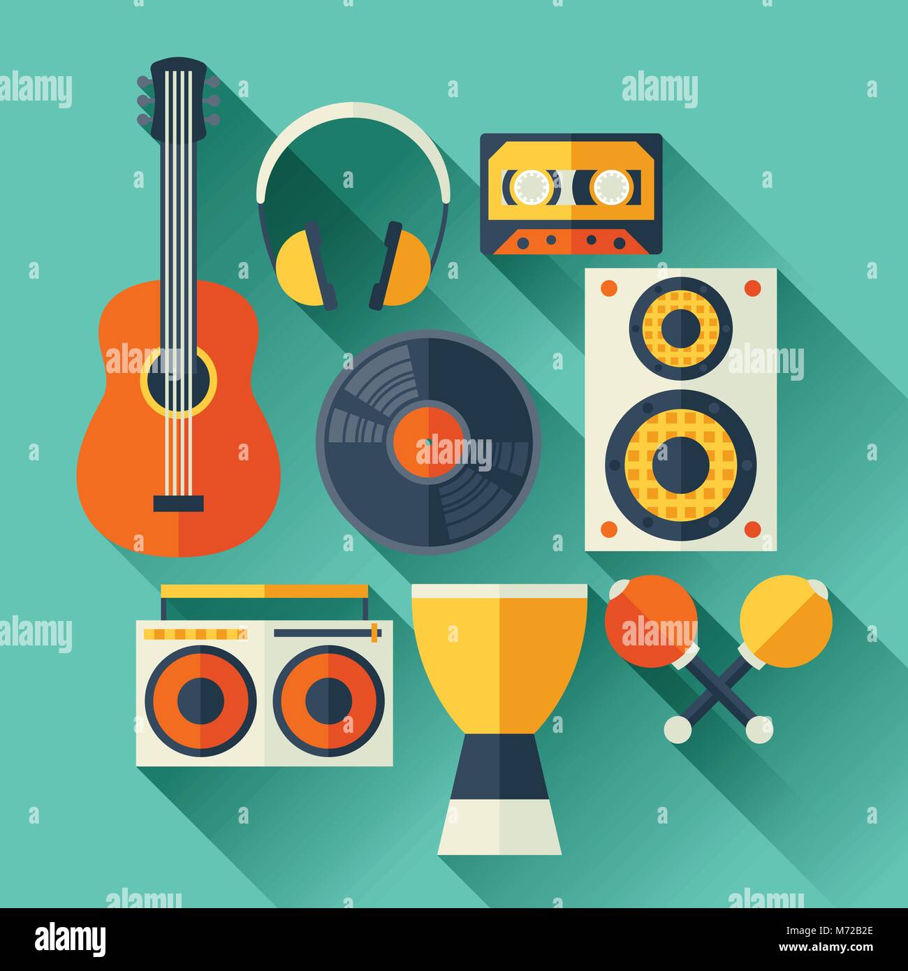 Set of musical instruments in flat design style Stock Vector Image ...