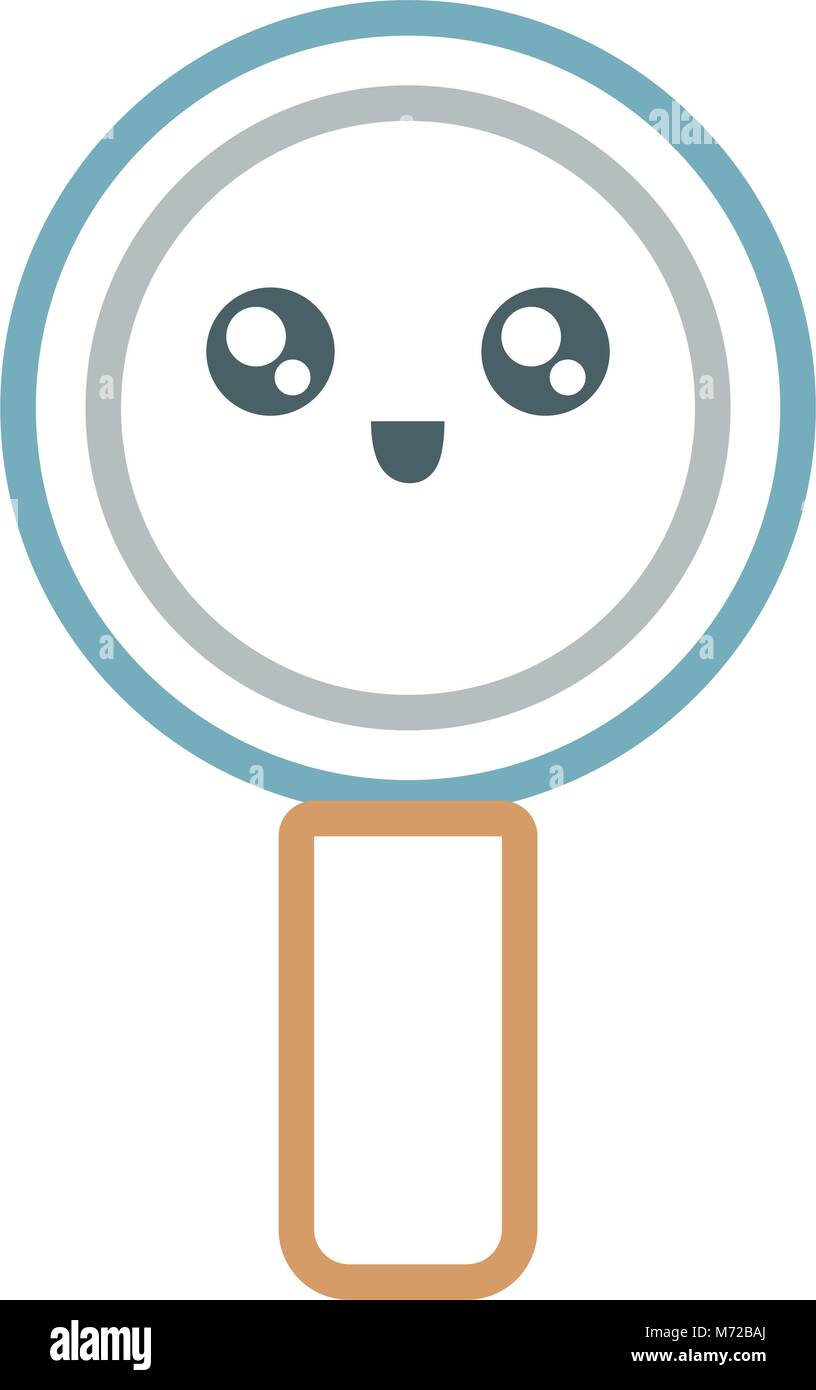 kawaii magnifying glass icon over white background vector illustration ...