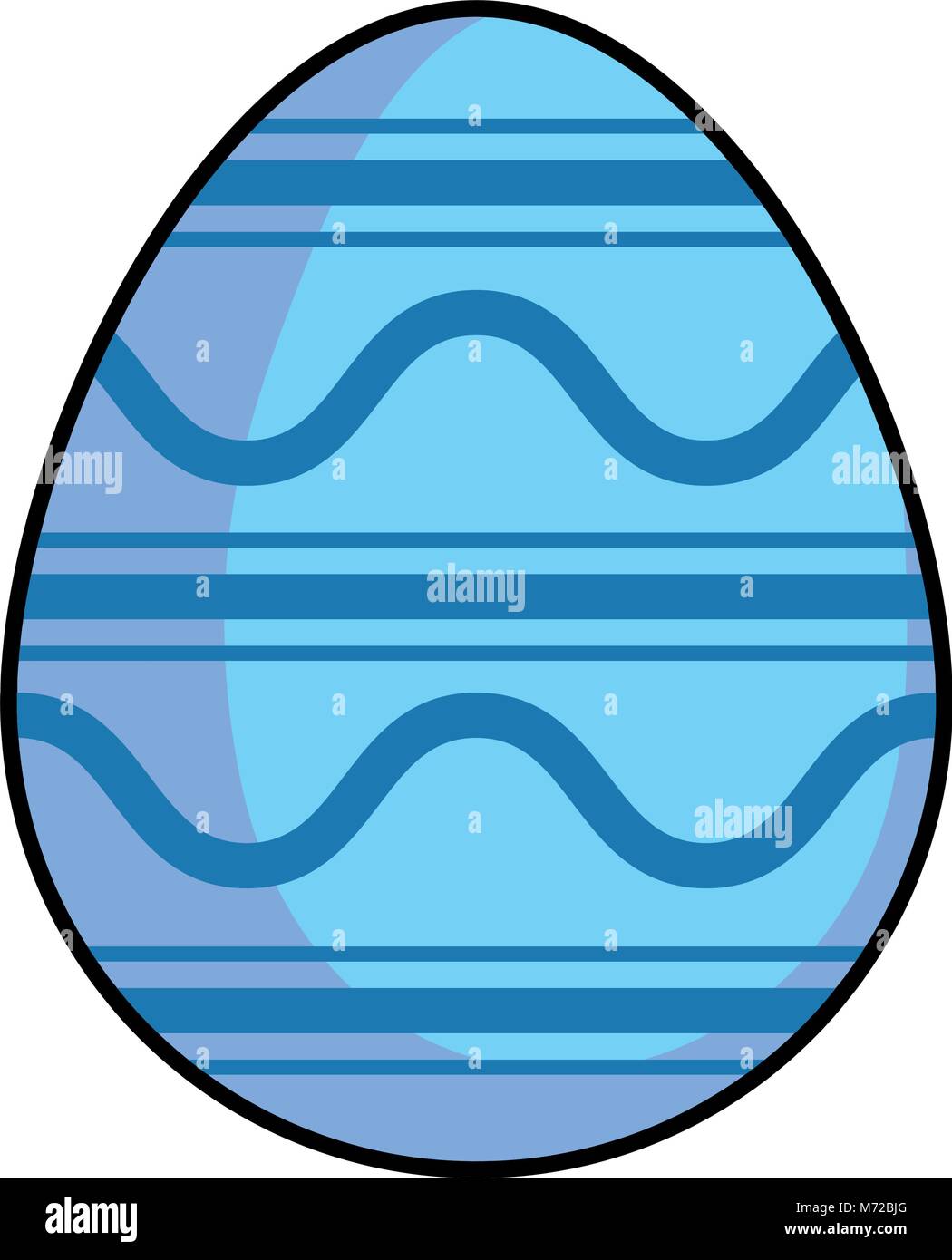 blue easter egg with dark blue lines and cuved lines over white ...