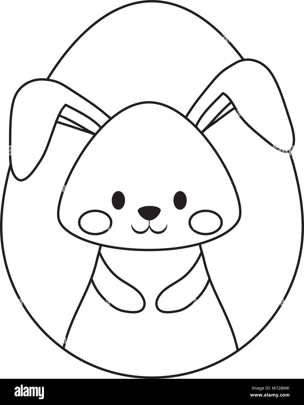 uncolored silhouette of rabbit over white background vector ...
