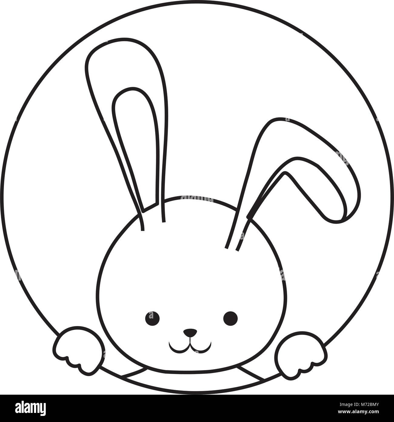 uncolored silhouette rabbit over white background vector illustration ...