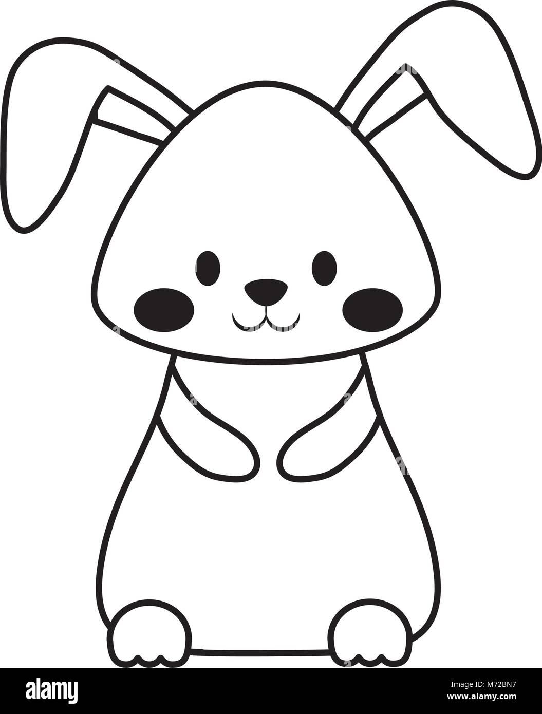uncolored easter rabbit over white background vector illustration Stock ...