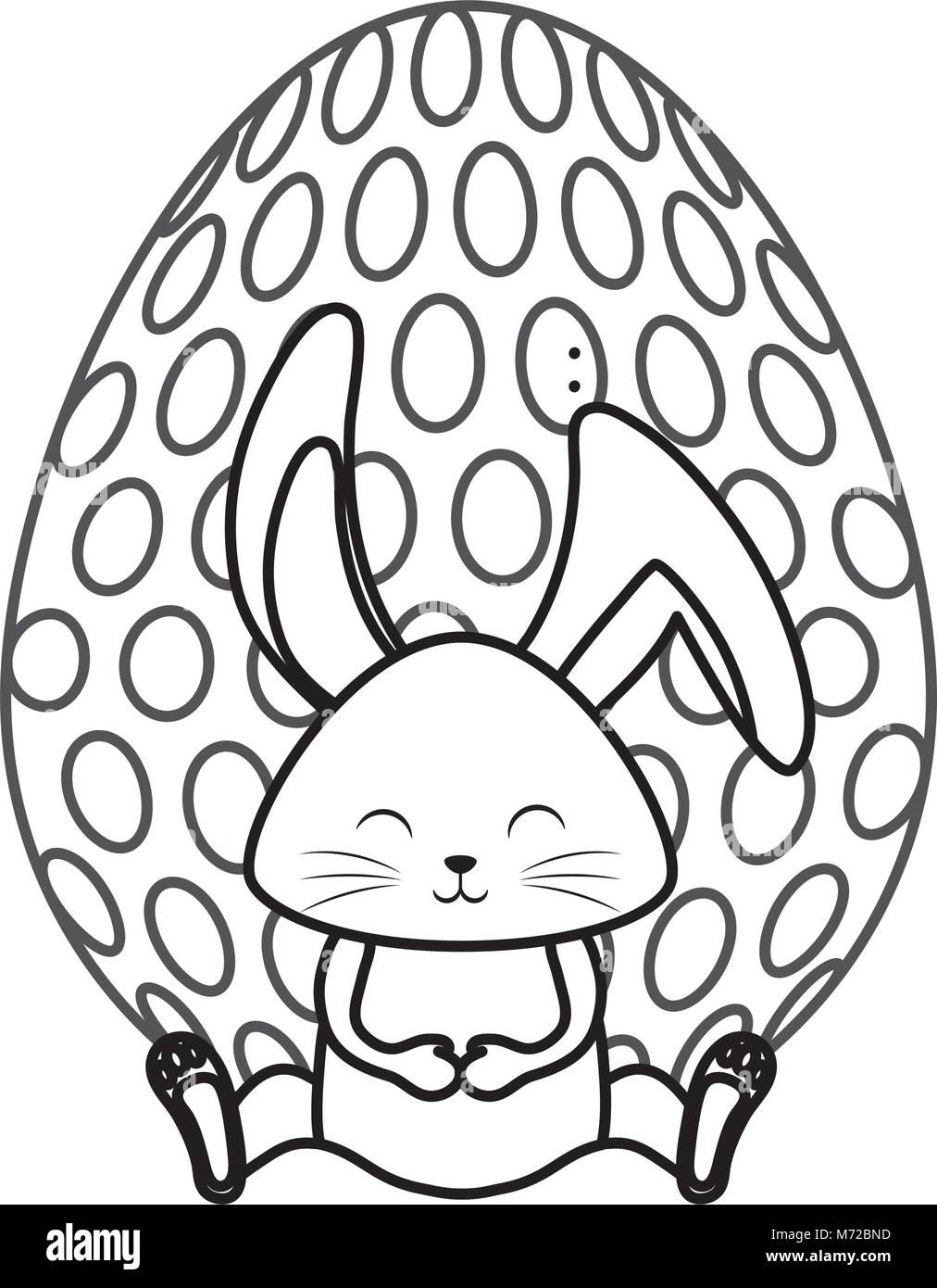 uncolored rabbit with easter egg white background vector illustration ...