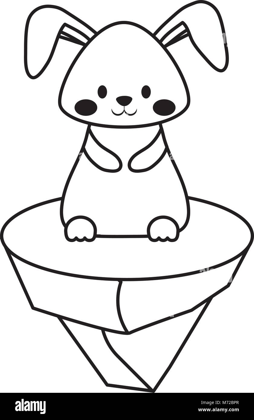 uncolored easter rabbit on piece land over white background vector ...