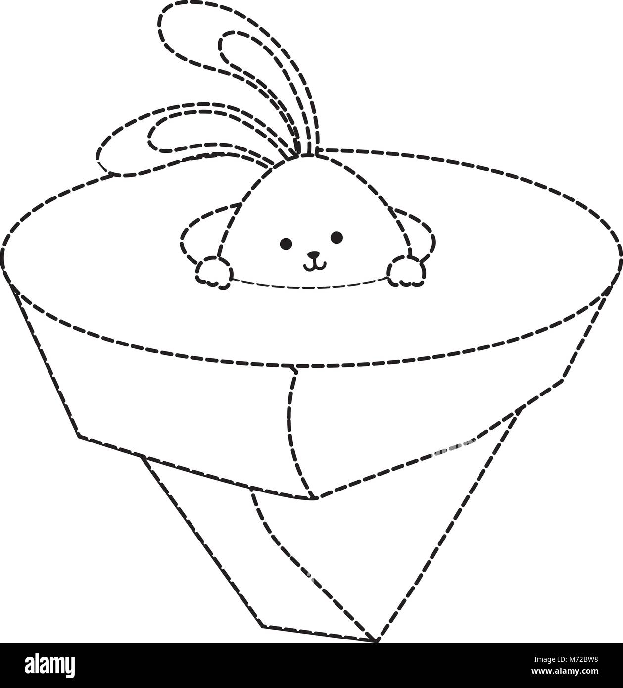 uncolored rabbit on piece of land sticker over white background vector ...