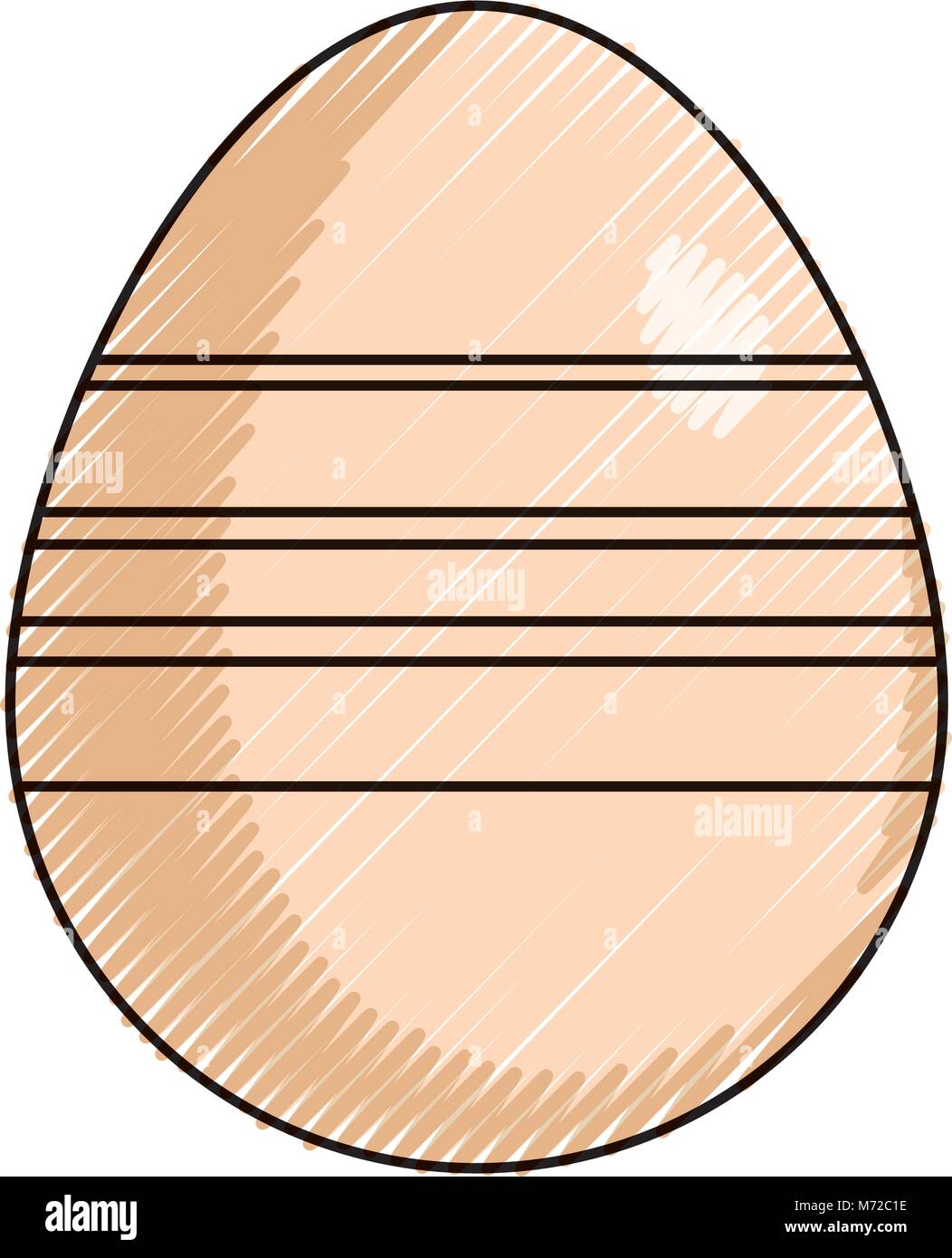 colored easter egg with lines doodle over white backgrpund vector ...