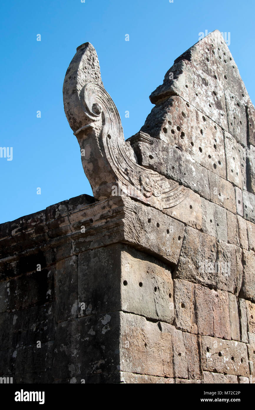 Dangrek Mountains Cambodia, view of triangular roof support at the 11th ...