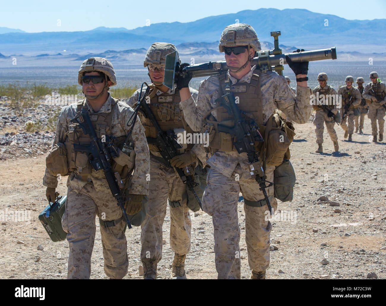 Marines with 3rd Battalion, 4th Marines, 7th Marine Regiment, hike to ...