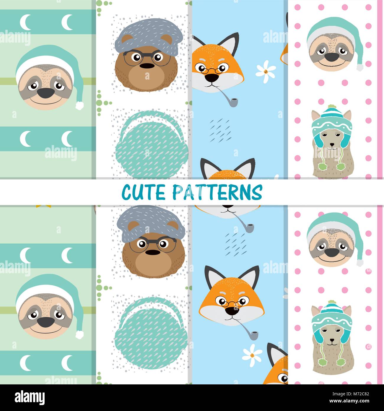 Cute animals patterns Stock Vector Image & Art - Alamy