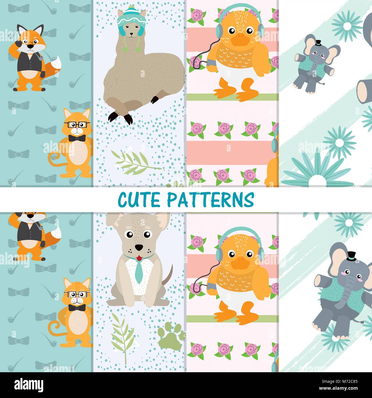 Cute animals patterns Stock Vector Image & Art - Alamy