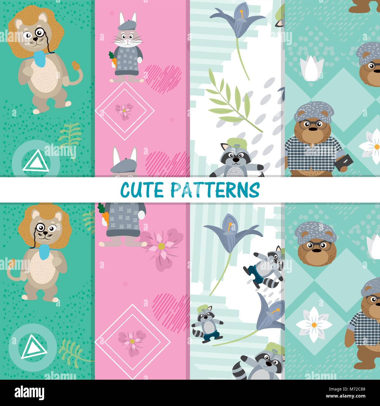 Cute animals patterns Stock Vector Image & Art - Alamy