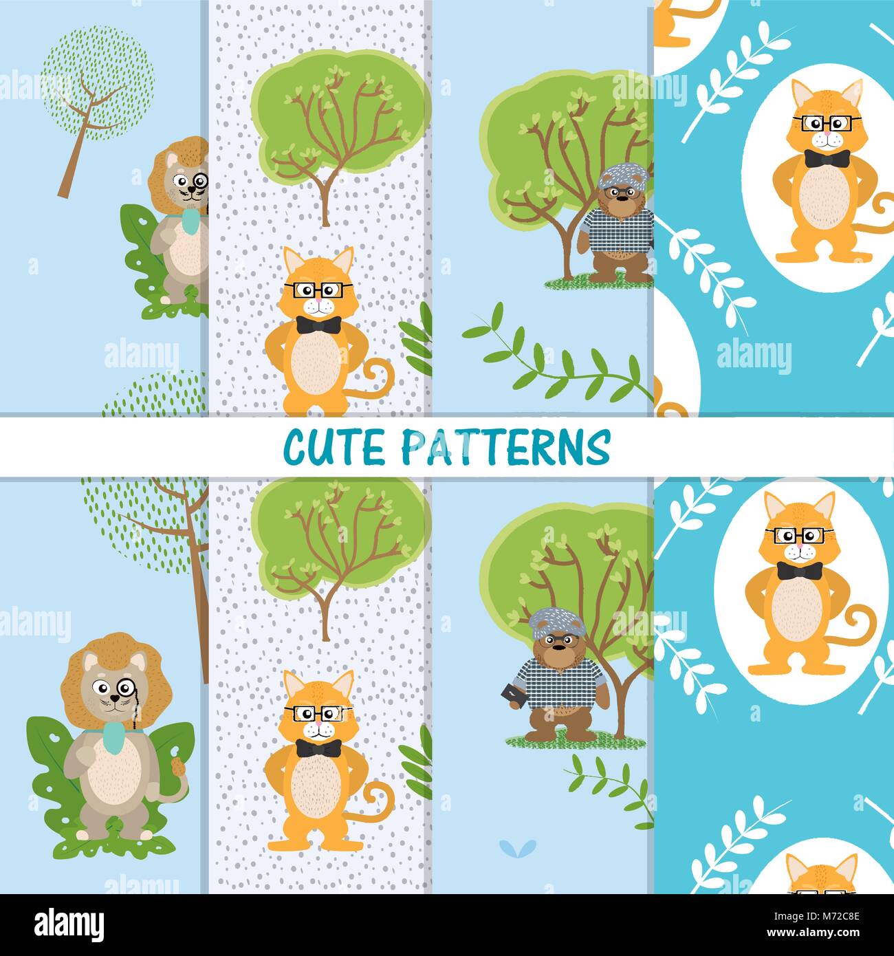 Cute animals patterns Stock Vector Image & Art - Alamy