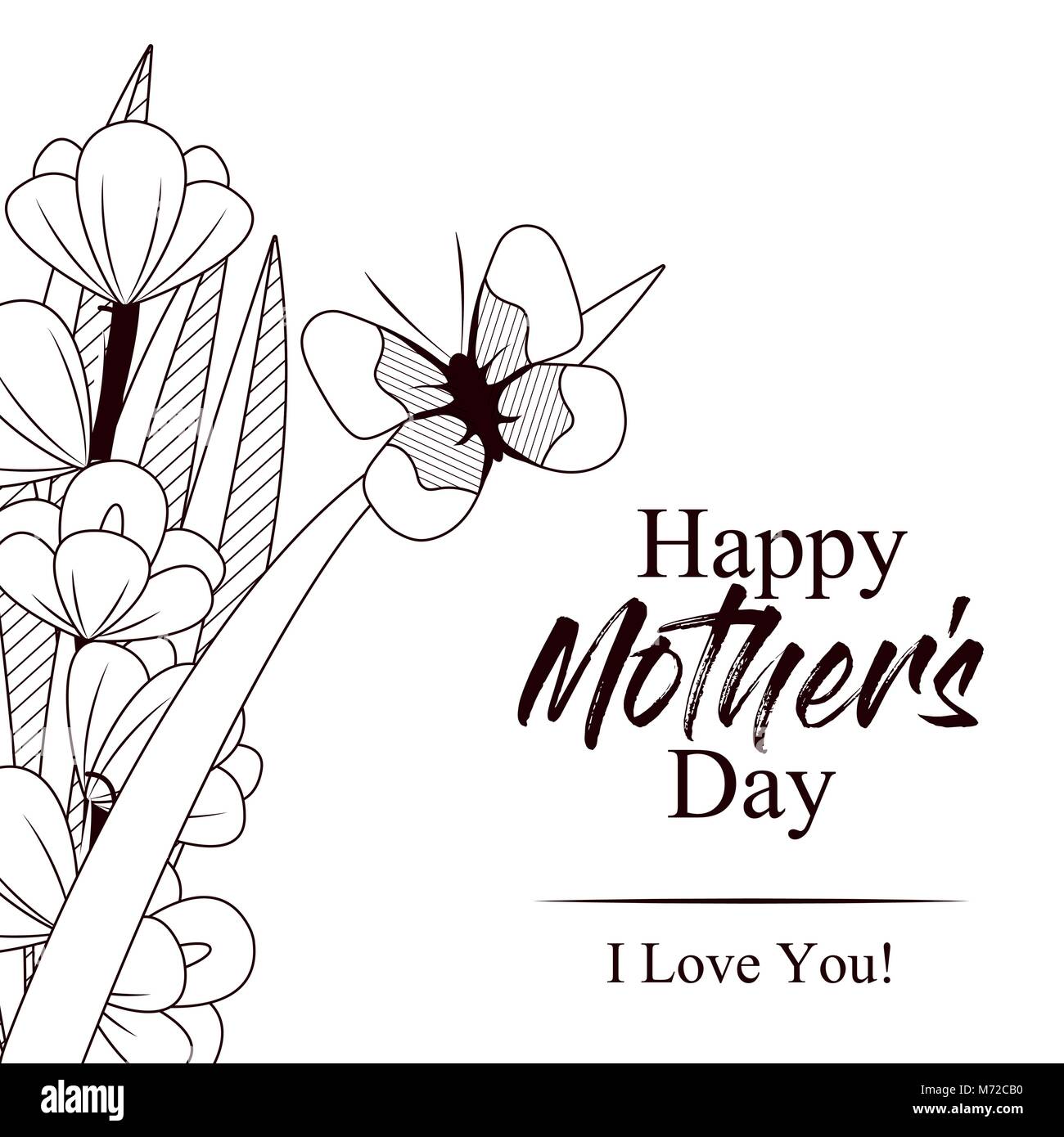 Happy Mothers Day Card Black And White