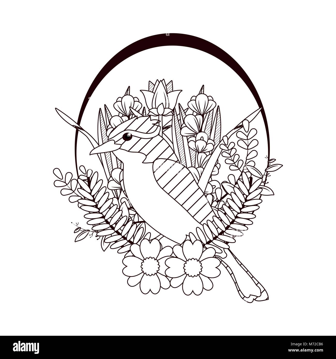 Beautiful bird drawing with flowers Stock Vector Image & Art - Alamy