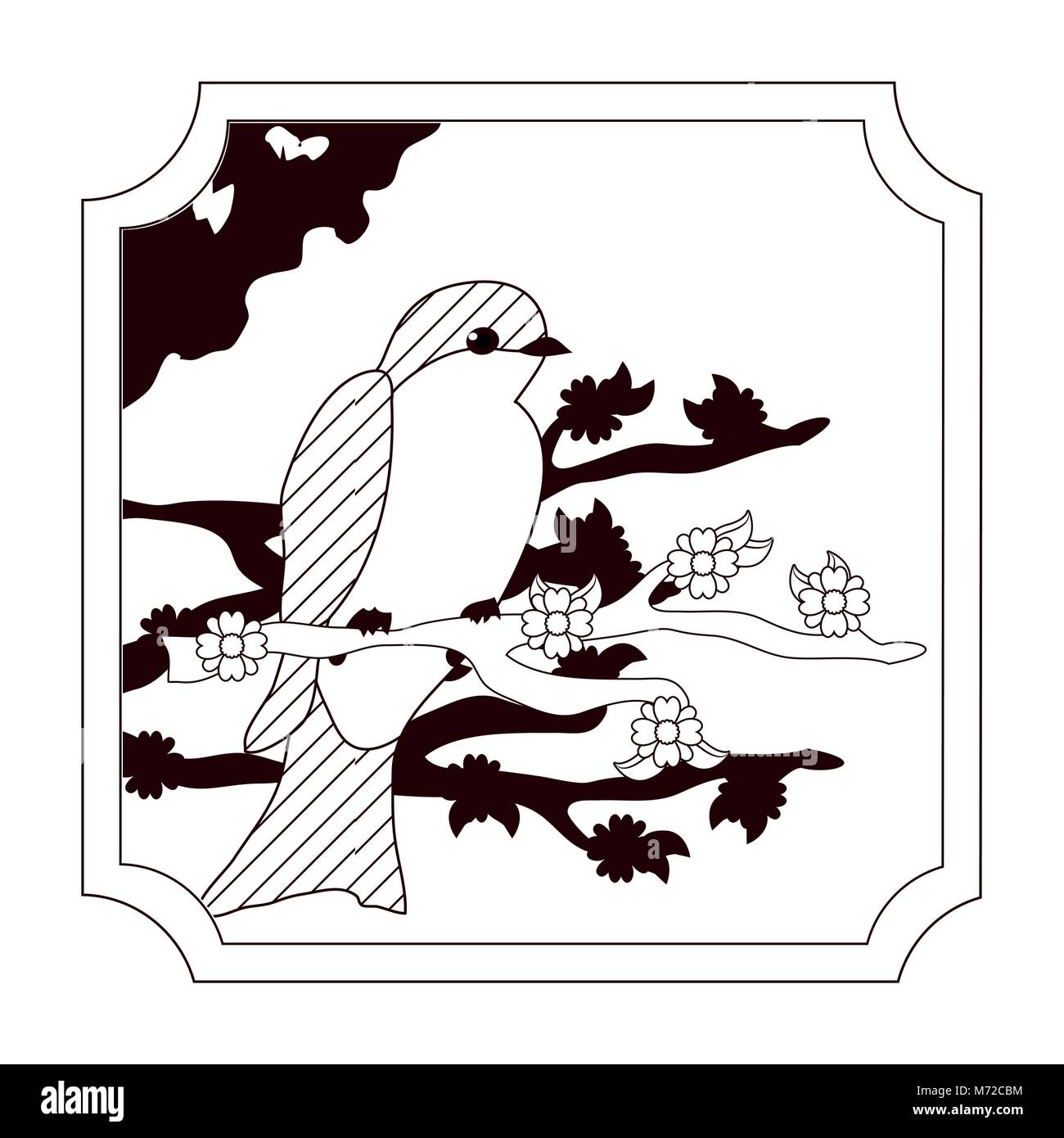 Beautiful bird drawing with flowers Stock Vector Image & Art - Alamy