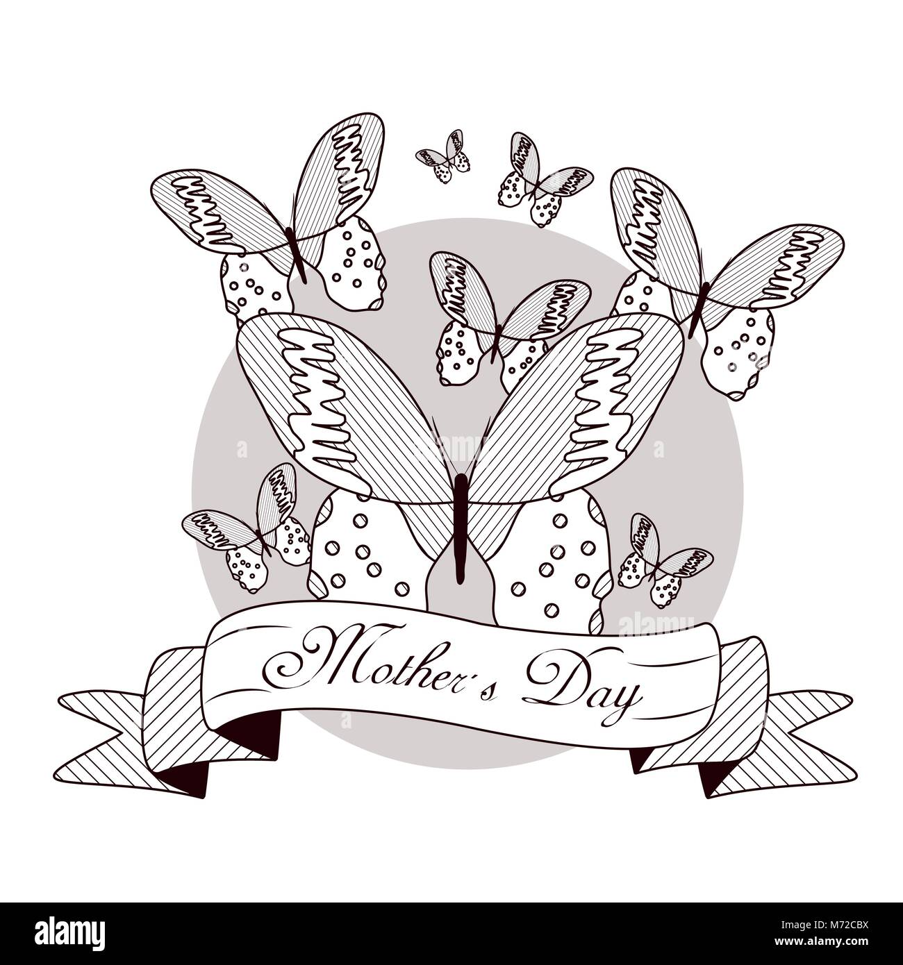 Happy mothers day card with butterflies and flowers Stock Vector Image ...
