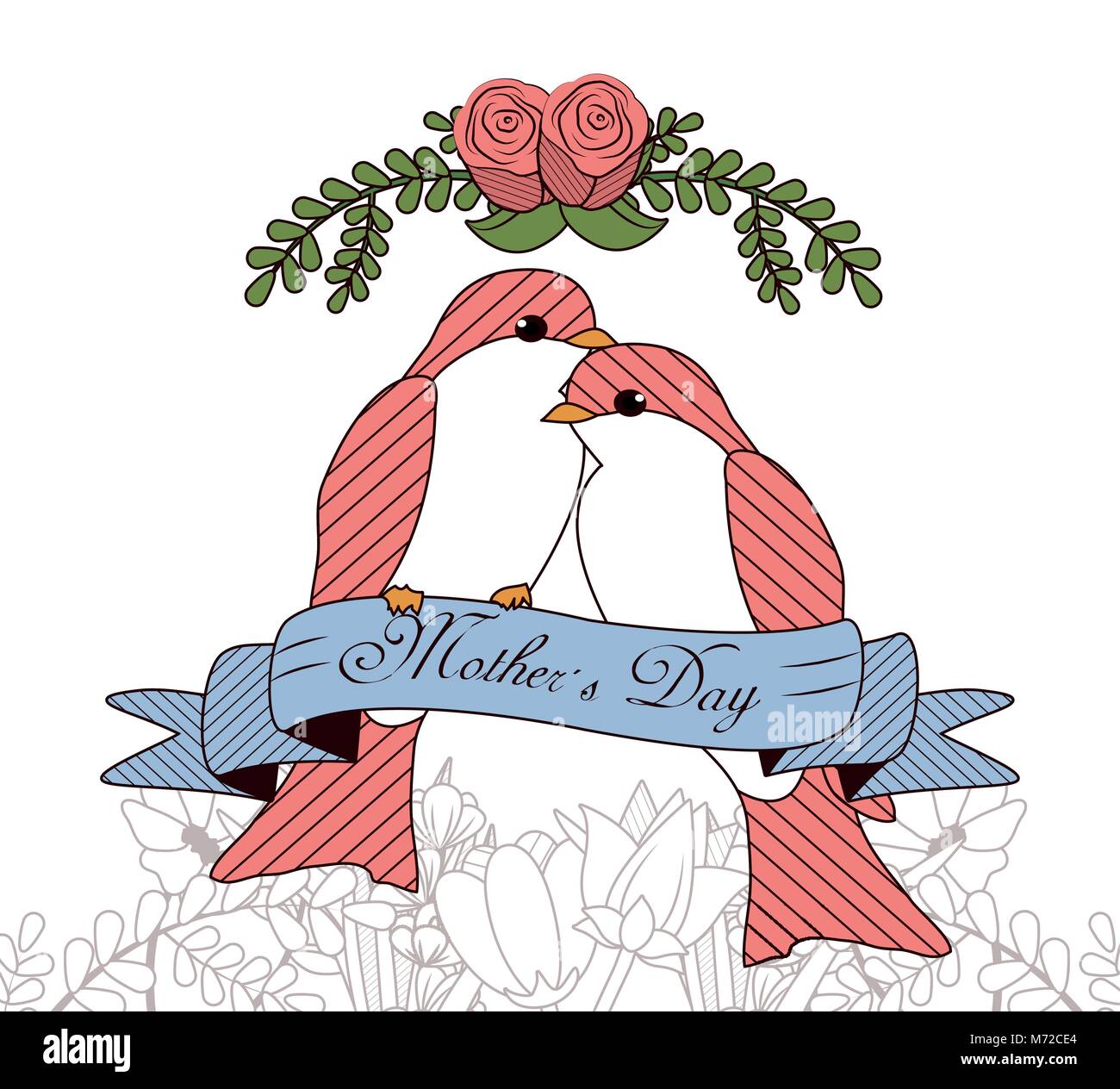 Happy mothers day card with beautiful bird and flowers Stock Vector ...