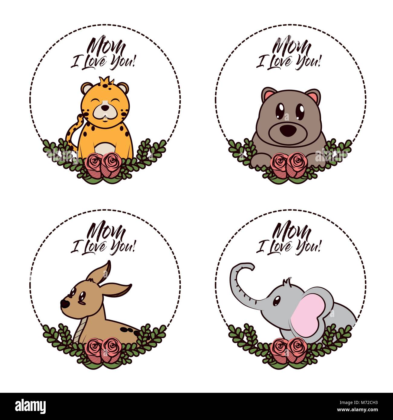 Happy mothers day card with cute animals Stock Vector Image & Art - Alamy