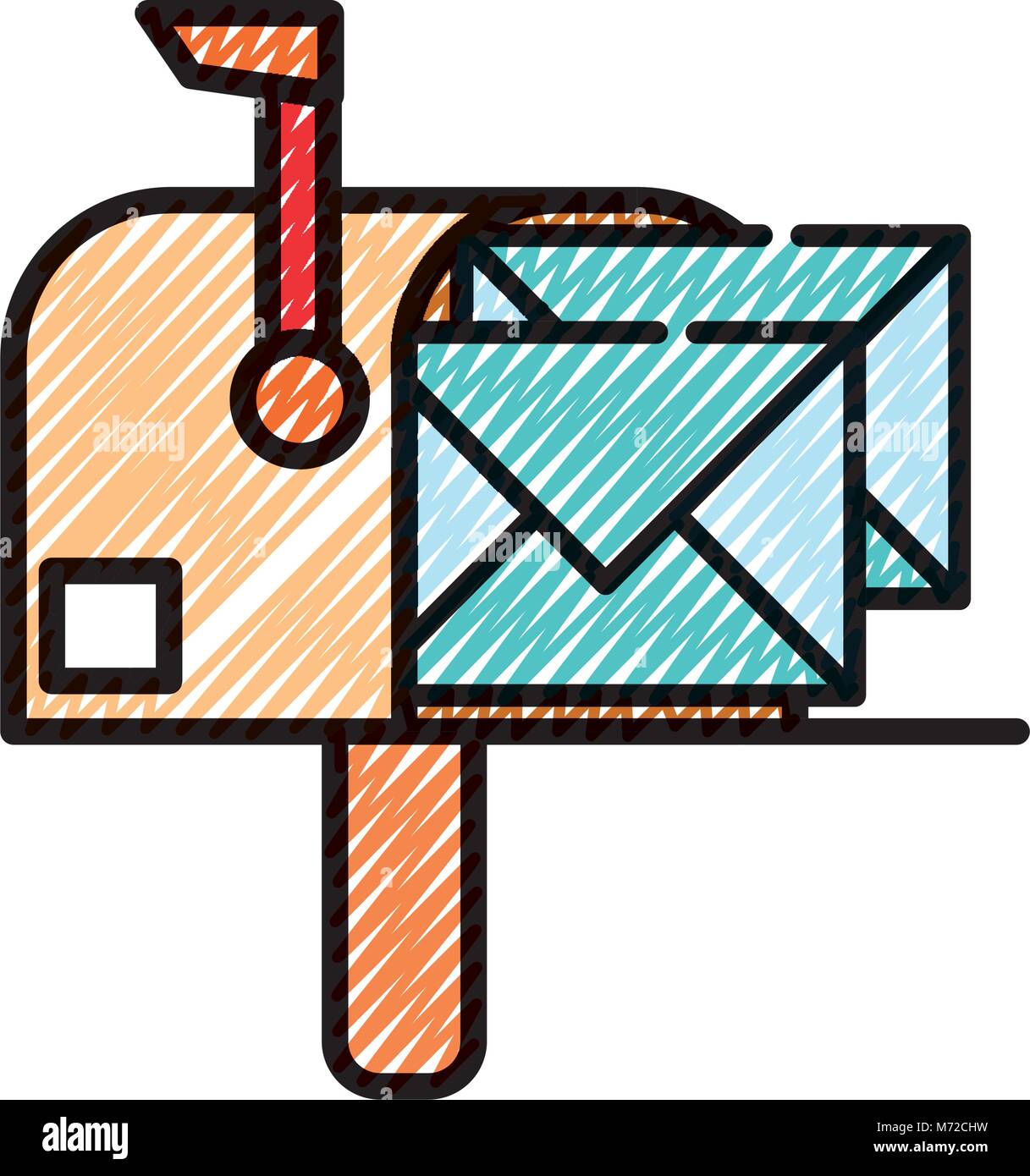 grated correspondence mailbox with post letter message Stock Vector ...