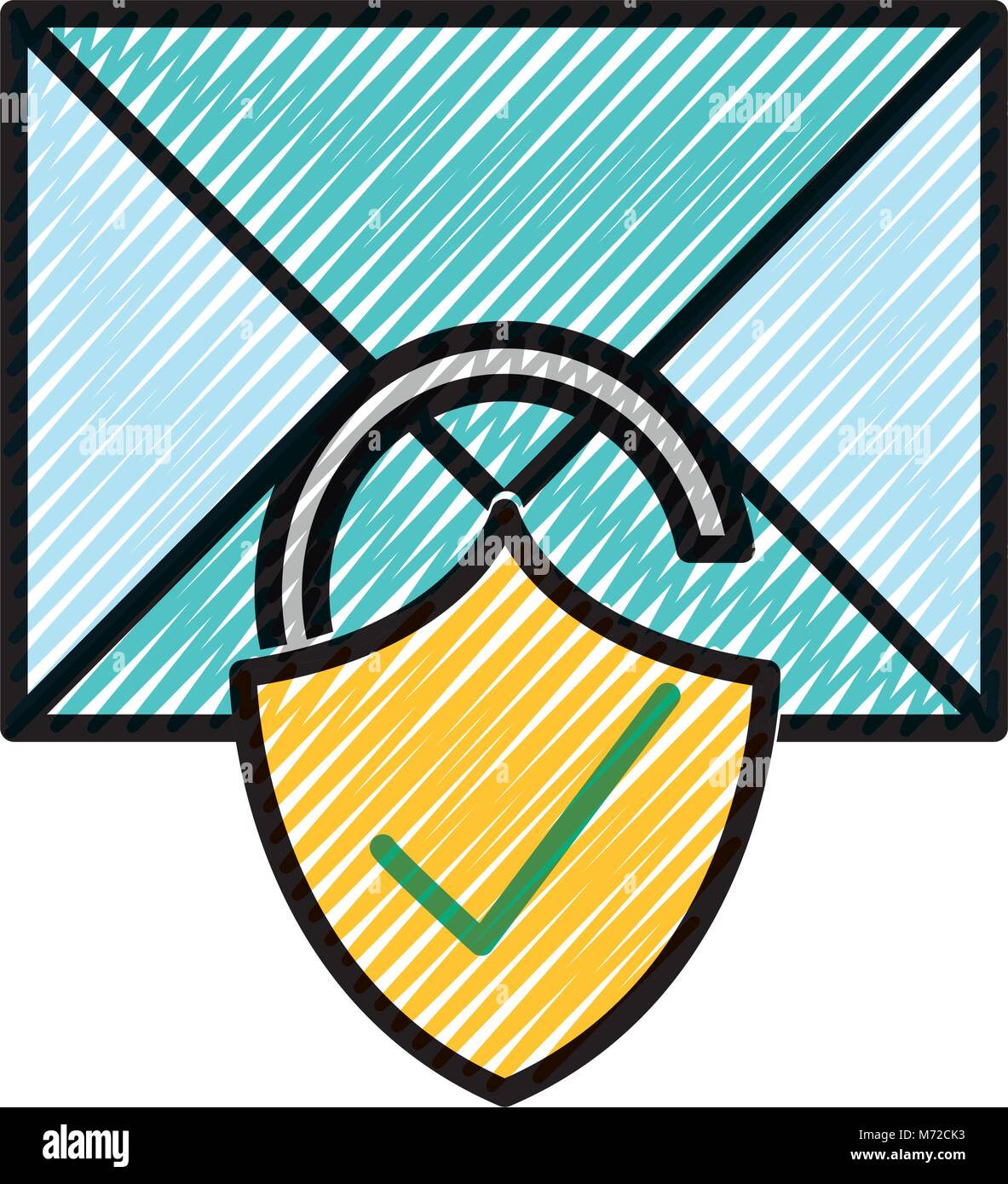 grated letter message with padlock good security Stock Vector Image ...