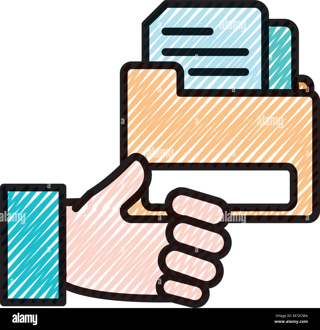 grated man hand with documents inside file folder Stock Vector Image ...