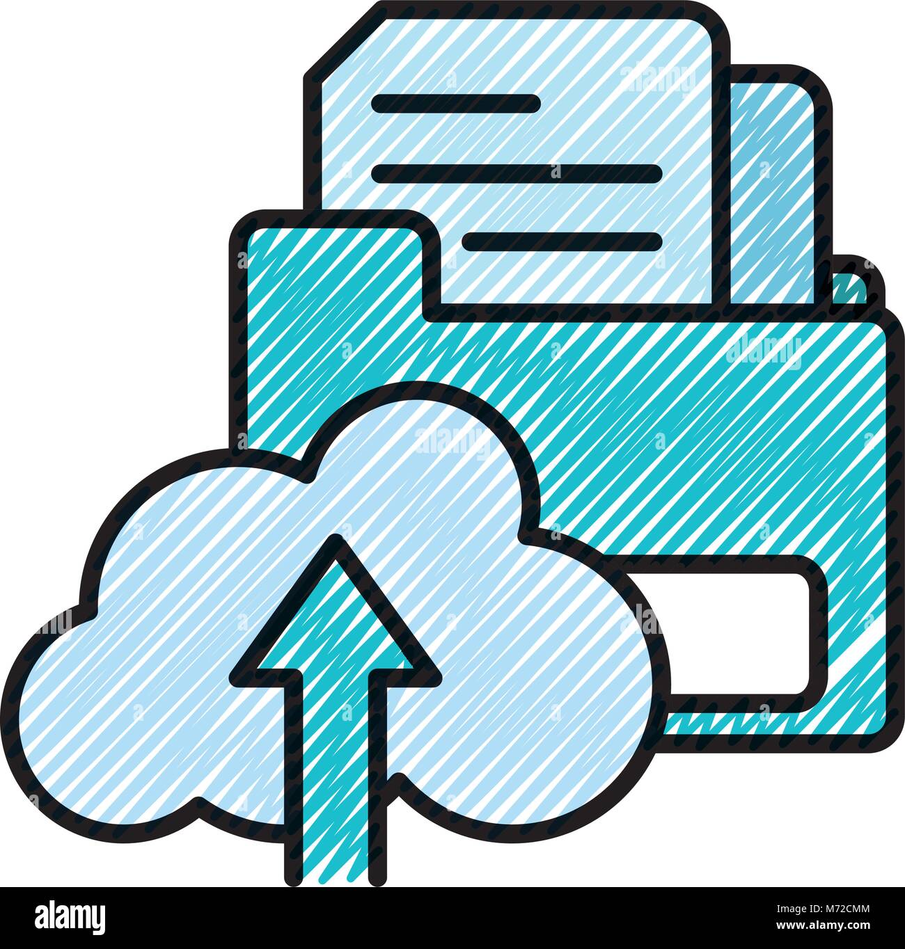 grated documents inside file folder and cloud loading Stock Vector ...