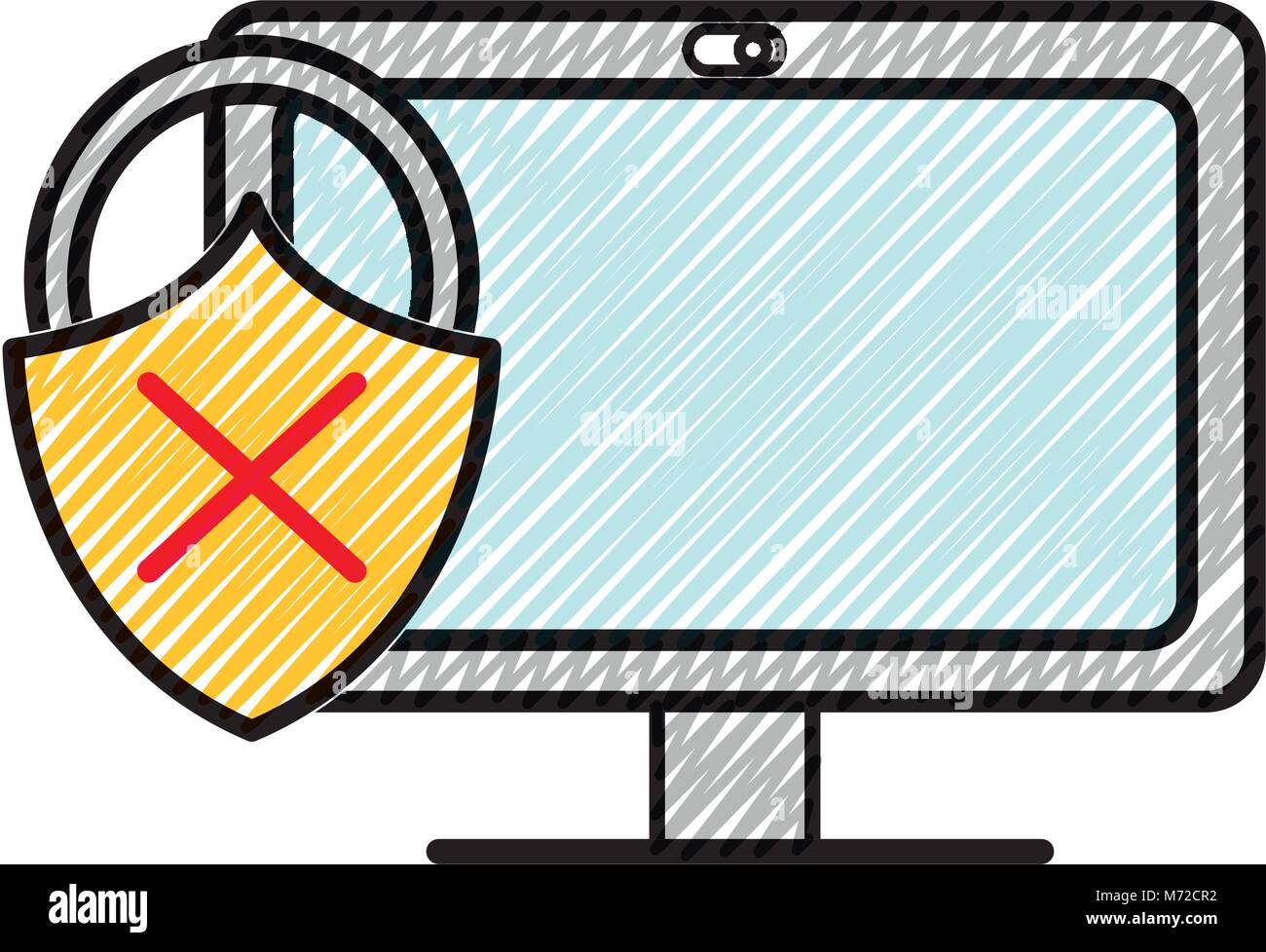 grated computer technology with padlock bad security Stock Vector Image ...