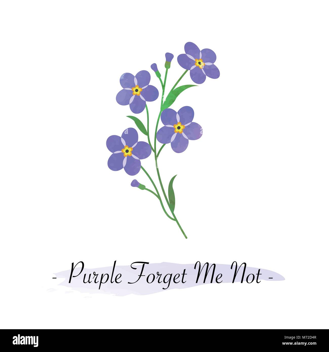 Colorful watercolor texture vector botanic garden flower light purple ...