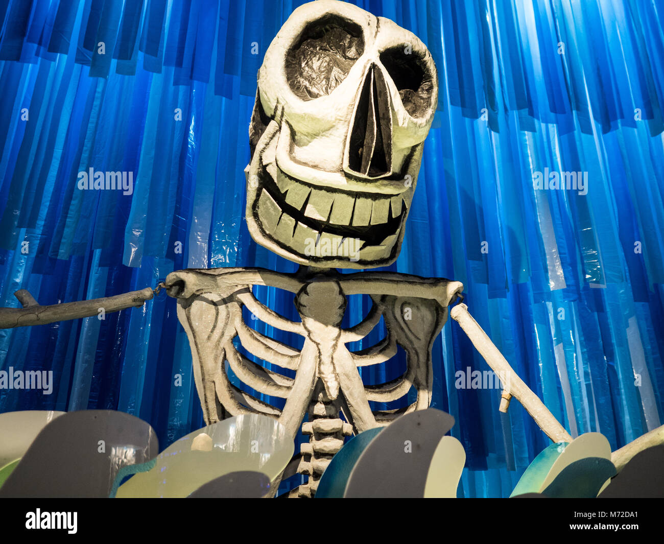 Skeleton Decoration with Blue Background Stock Photo - Alamy