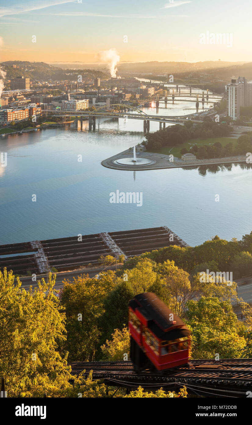 The Duquesne Incline above the Allegheny River in Pittsburgh ...