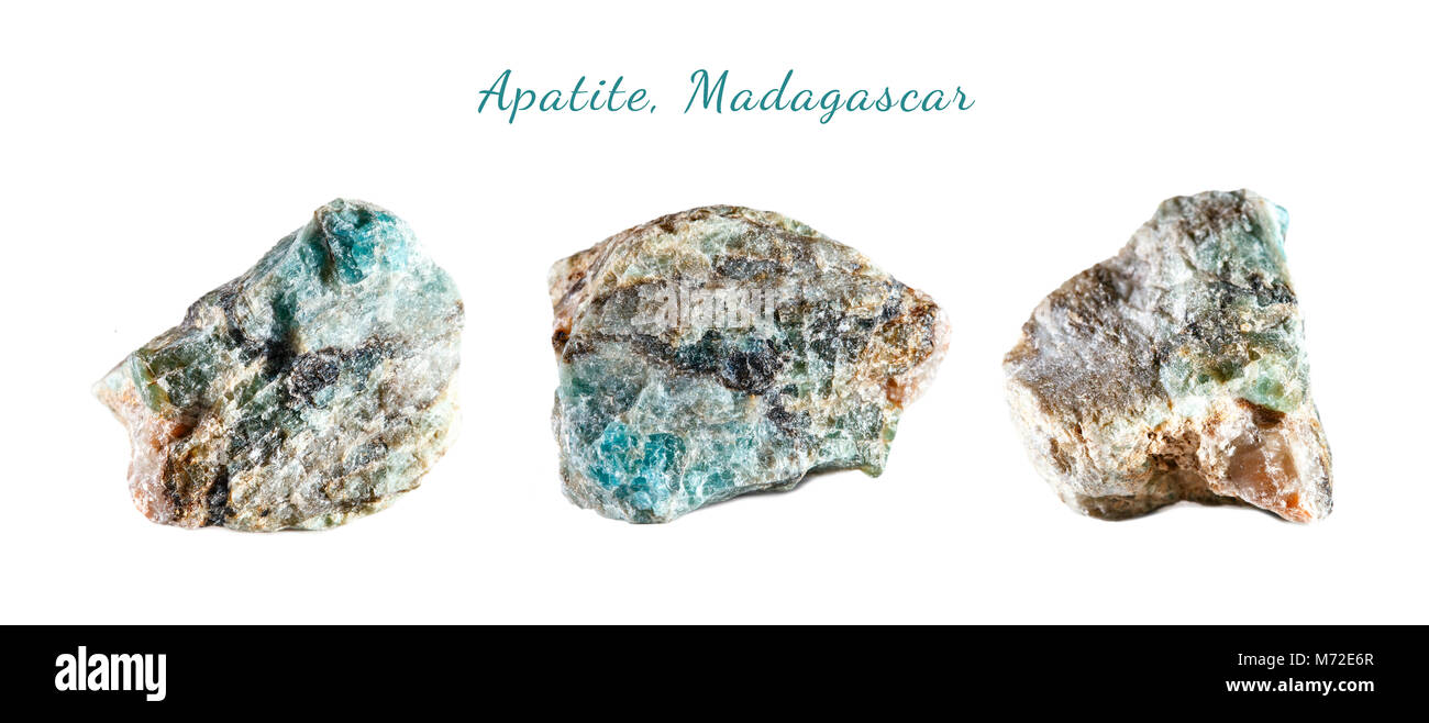 Macro shooting of natural gemstone. Raw mineral Apatite. Madagascar ...