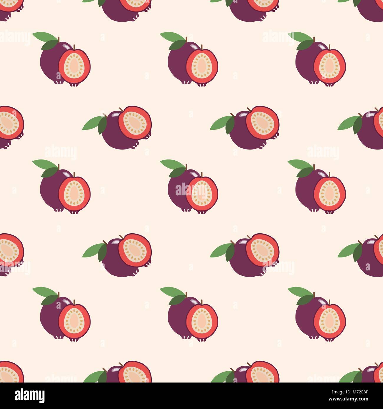 Seamless background image colorful tropical fruit strawberry guava ...