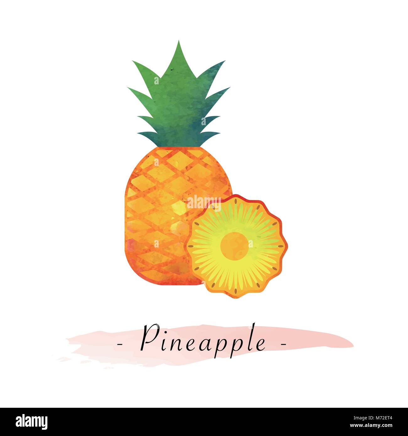 Colorful watercolor texture vector healthy fruit pineapple Stock Vector ...