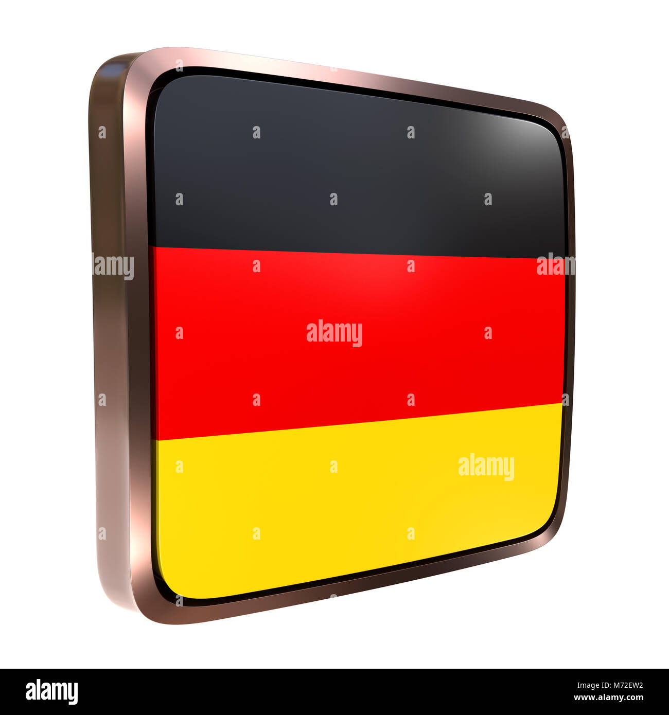 3d rendering of a Germany flag icon with a metallic frame. Isolated on ...
