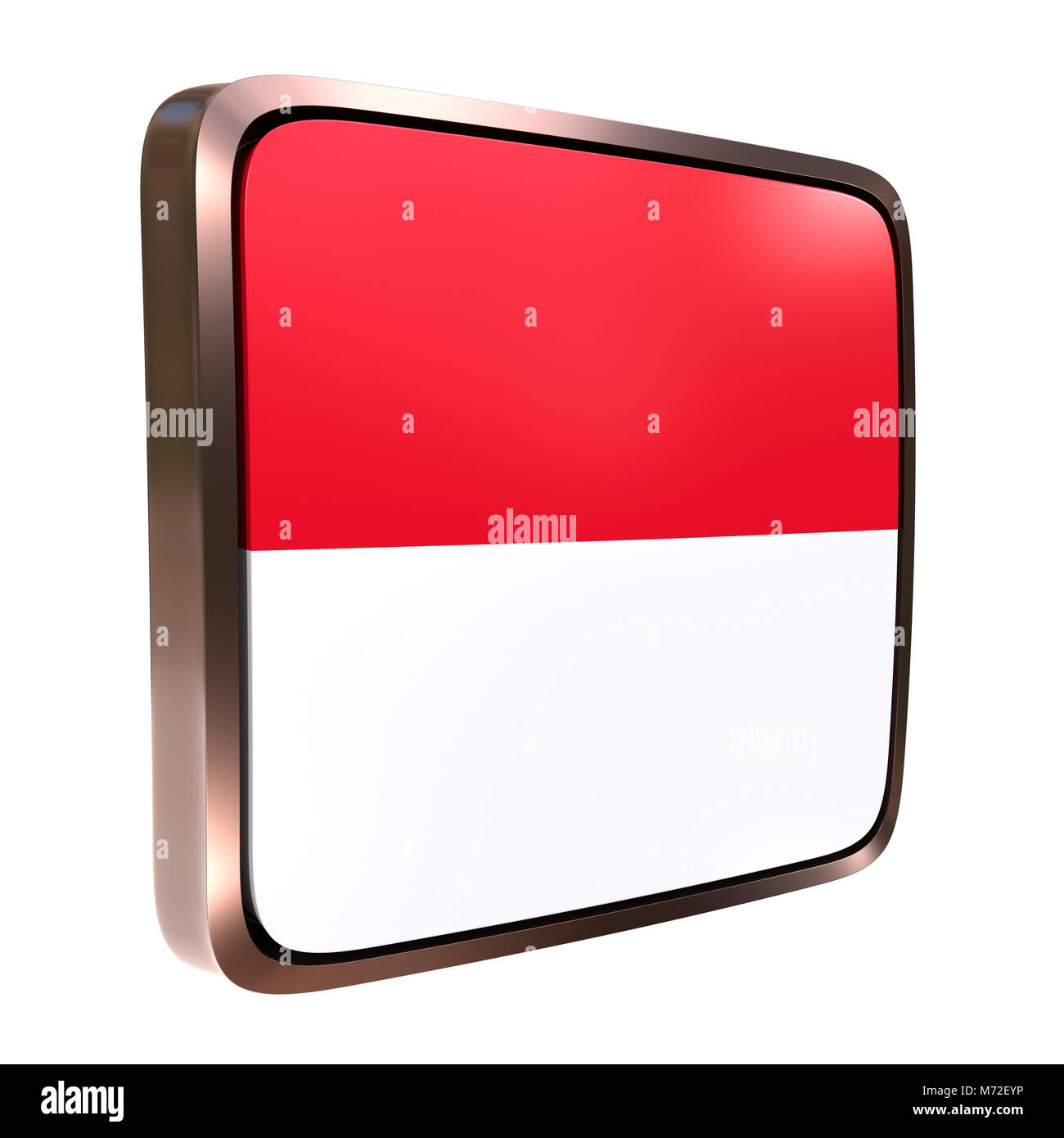 3d rendering of a Monaco flag icon with a metallic frame. Isolated on ...