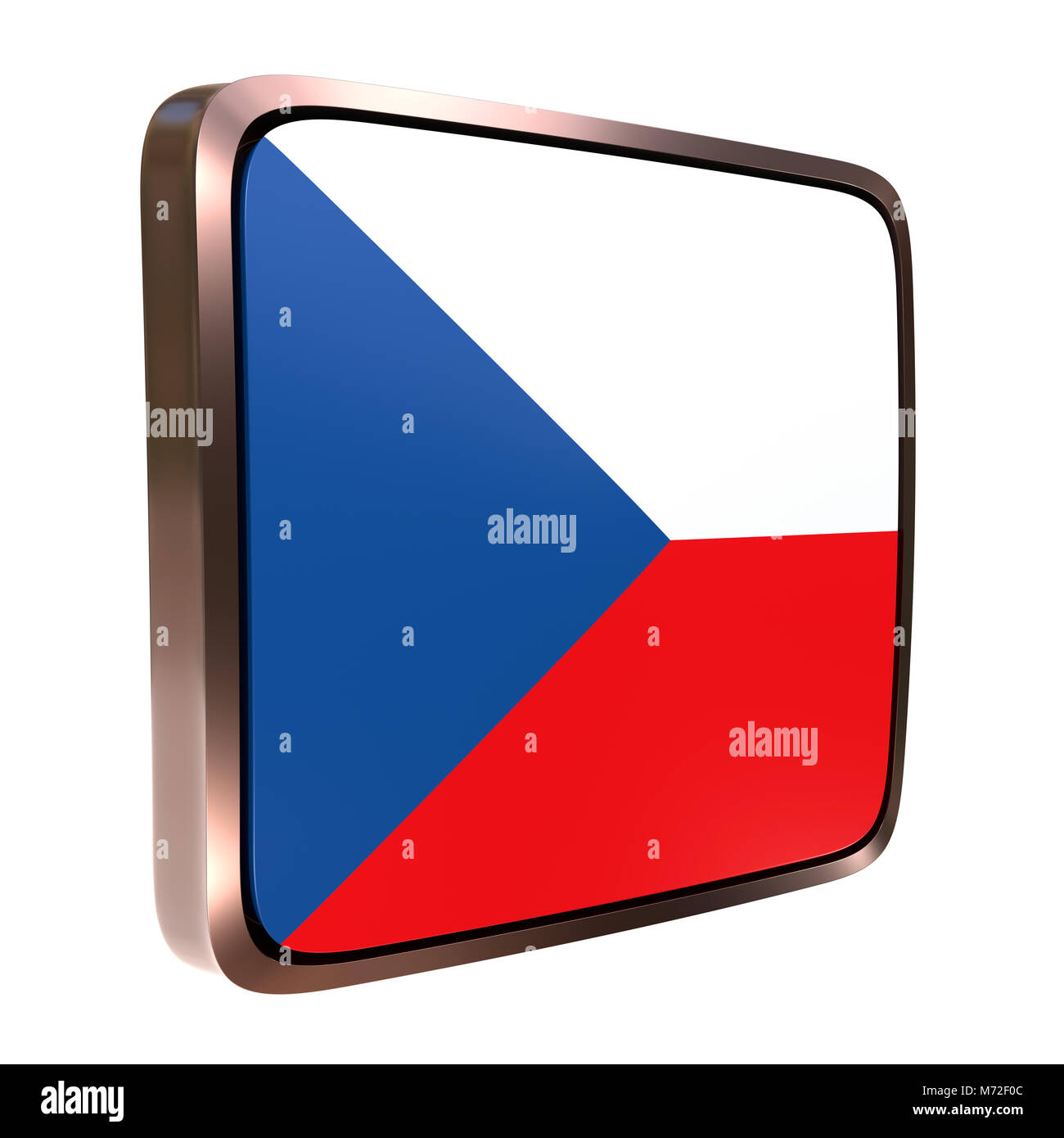 3d rendering of a Czech Republic flag icon with a metallic frame ...