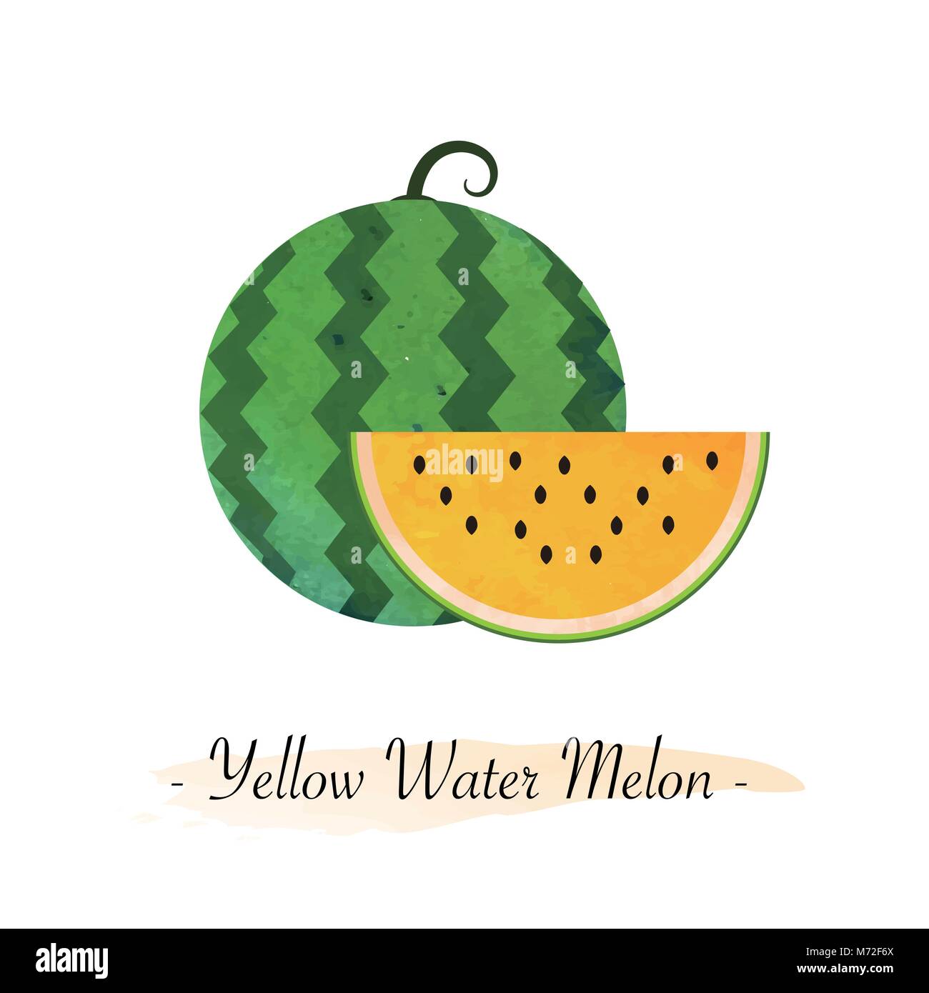 Colorful watercolor texture vector healthy fruit yellow water melon ...