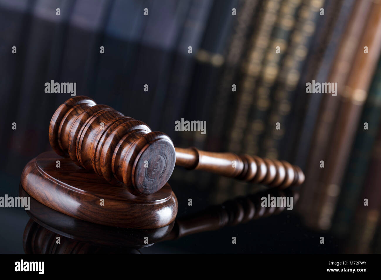 Law concept. Jugde’s gavel in court library Stock Photo - Alamy