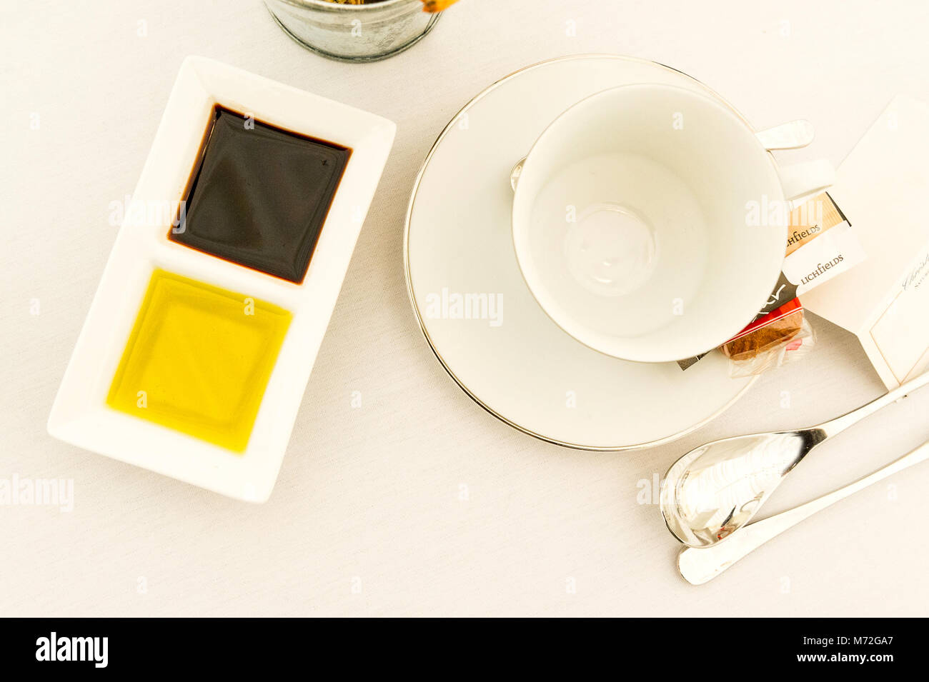Condiments on Wedding Table Stock Photo - Alamy