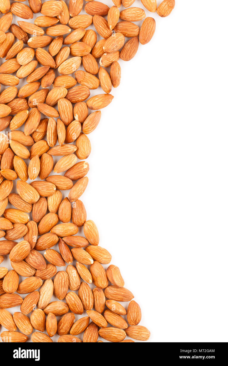 Top view of almonds seed in body shape isolated on white background ...